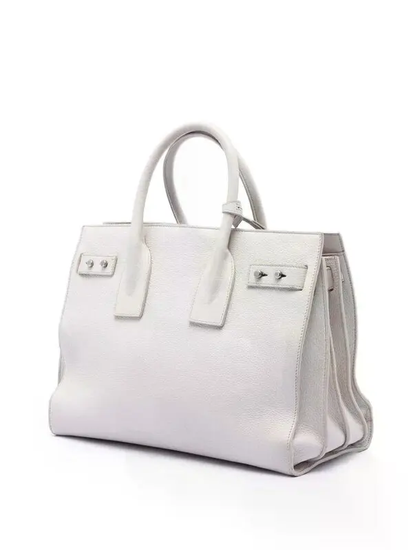 Saint Laurent Small Grained Calfskin Supple Sac De Jour Satchel - White