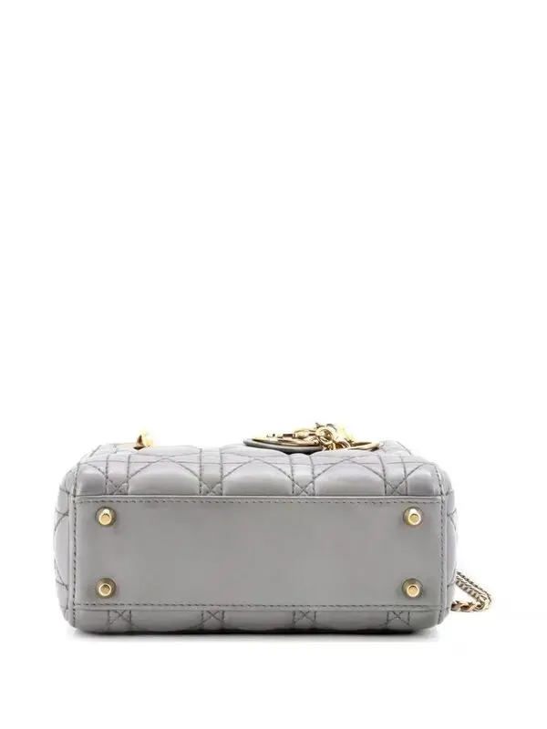Dior Lady Chain Bag Cannage Quilt Lambskin Mini Satchel - Grey