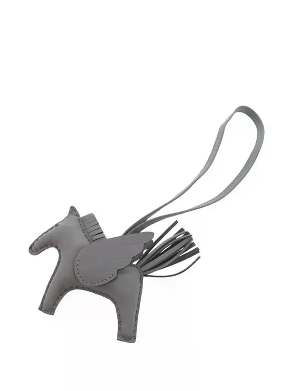 Hermès Milo Lambskin Grigri Rodeo Pegasus Bag Charm Pm Key Chain - Grey