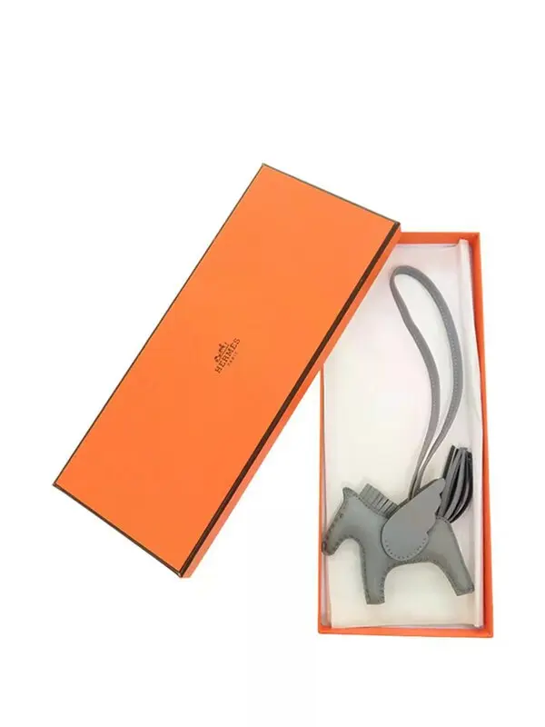 Hermès Milo Lambskin Grigri Rodeo Pegasus Bag Charm Pm Key Chain - Grey