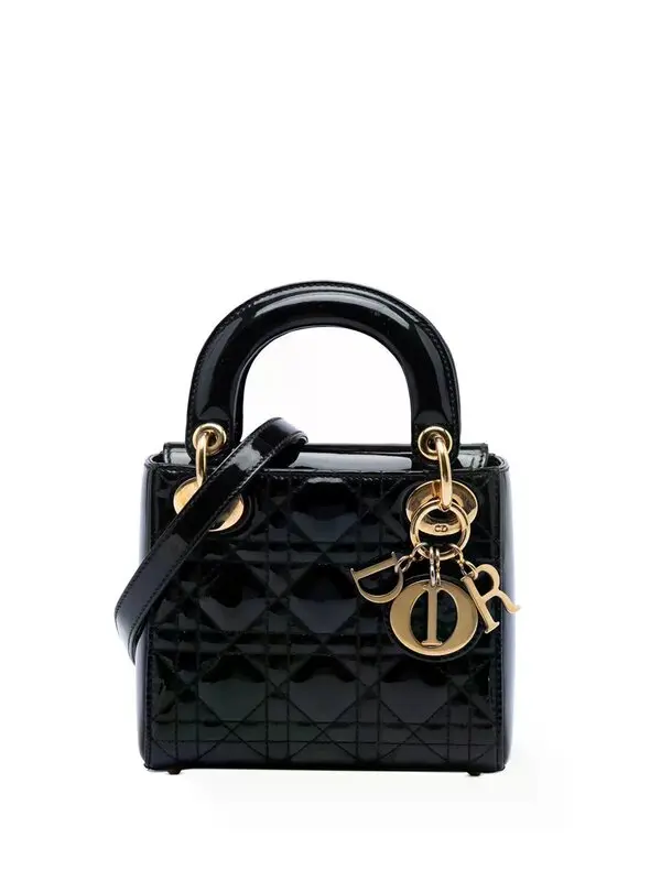 Dior Mini Patent Cannage Lady Satchel - Black