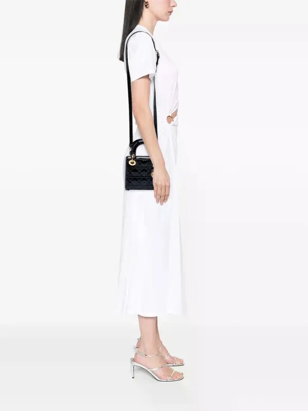 Dior Mini Patent Cannage Lady Satchel - Black