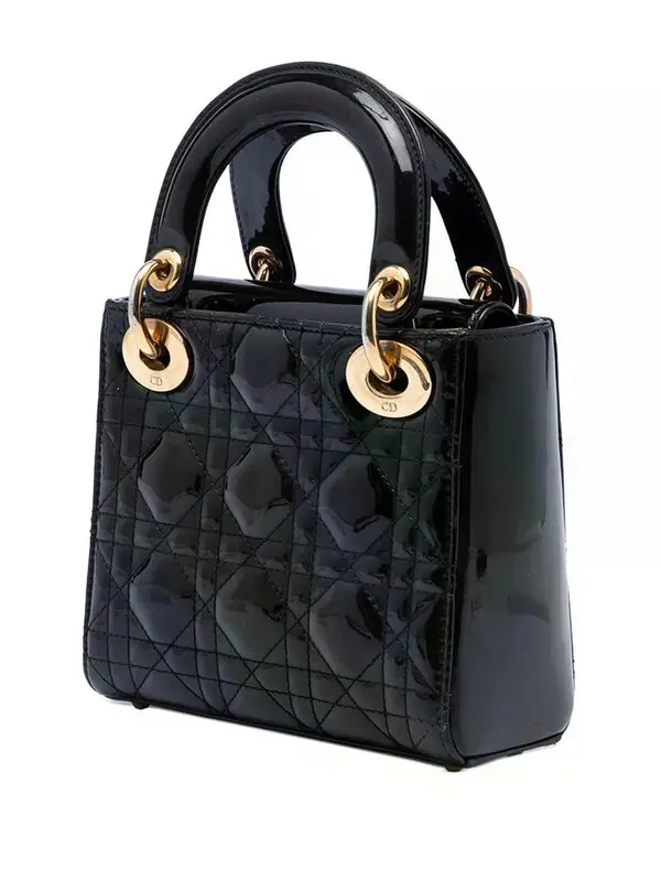 Dior Mini Patent Cannage Lady Satchel - Black