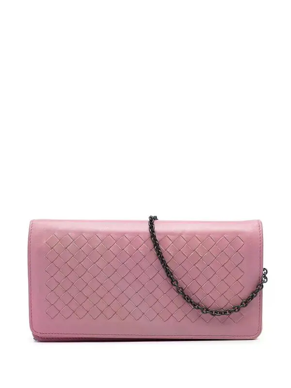 Bottega Veneta Nappa Intrecciato Continental Wallet On Chain - Pink