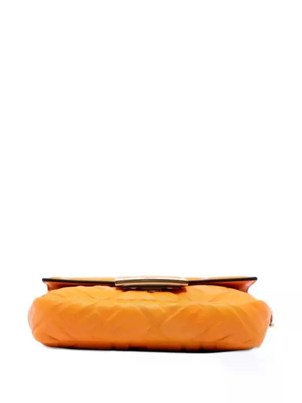 Fendi Mini Zucca Embossed Leather Baguette Satchel