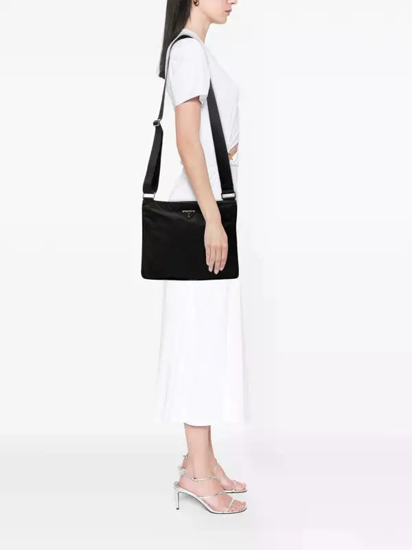 Prada Tessuto Zip Top Crossbody Bag - Black