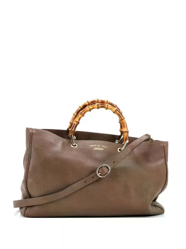 Gucci Bamboo Shopper Leather Large Tote Bag - Brown