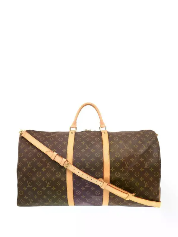 LOUIS VUITTON 2004 Monogram Keepall Bandouliere 60 Travel Bag - Brown
