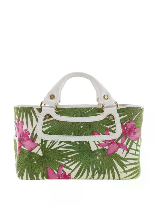 Celine 20th Century Canvas Botanical Print Boogie Handbag - White