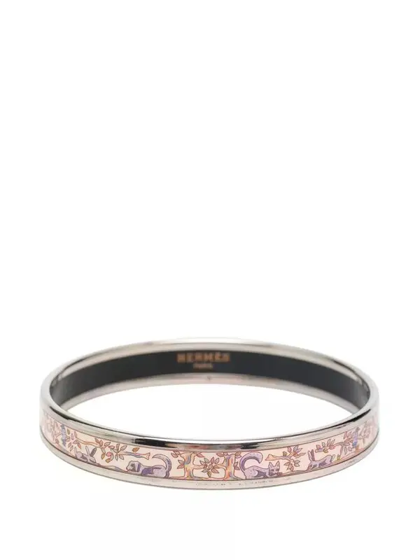 Hermès 20th Century Forest Animals Enamel Bangle 65 - Silver