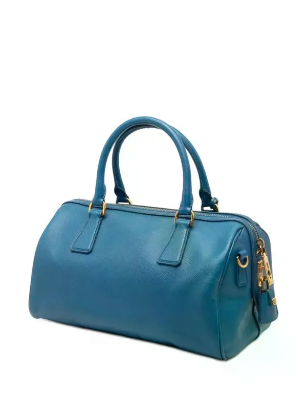 Prada Saffiano Lux Boston Satchel - Blue