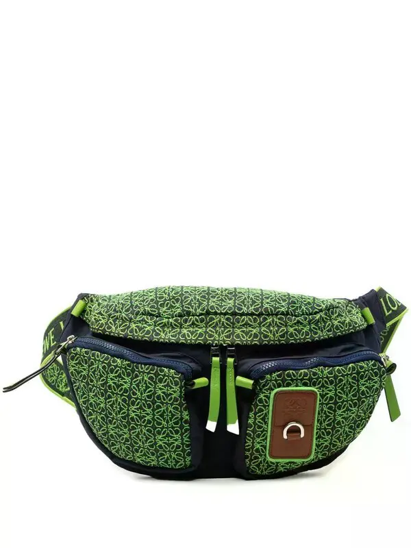 Loewe Anagram Canvas And Nylon Belt Bag - Green