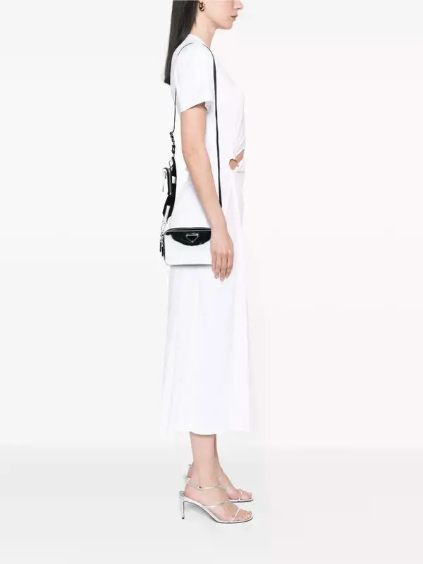 Prada Small Spazzolato Brique Crossbody Bag - Silver