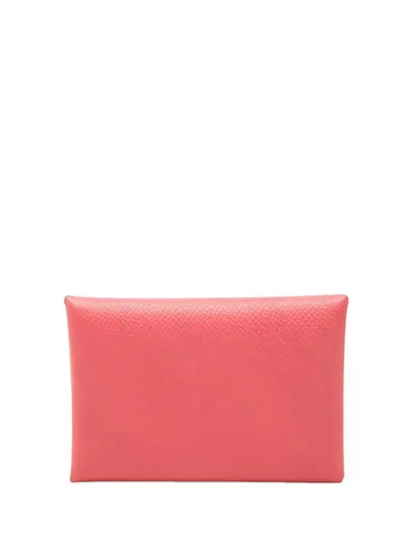 Hermès 2023 Epsom Calvi Duo Wallet Coin Pouch - Pink