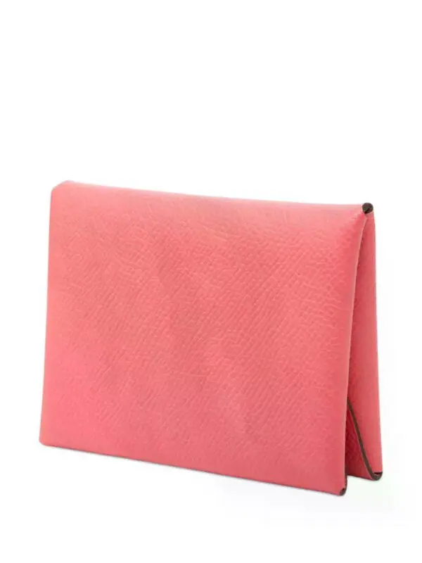 Hermès 2023 Epsom Calvi Duo Wallet Coin Pouch - Pink
