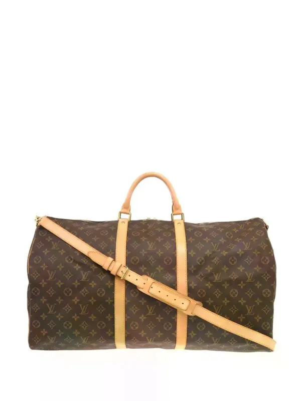 LOUIS VUITTON 2002 Monogram Keepall Bandouliere 60 Travel Bag - Brown