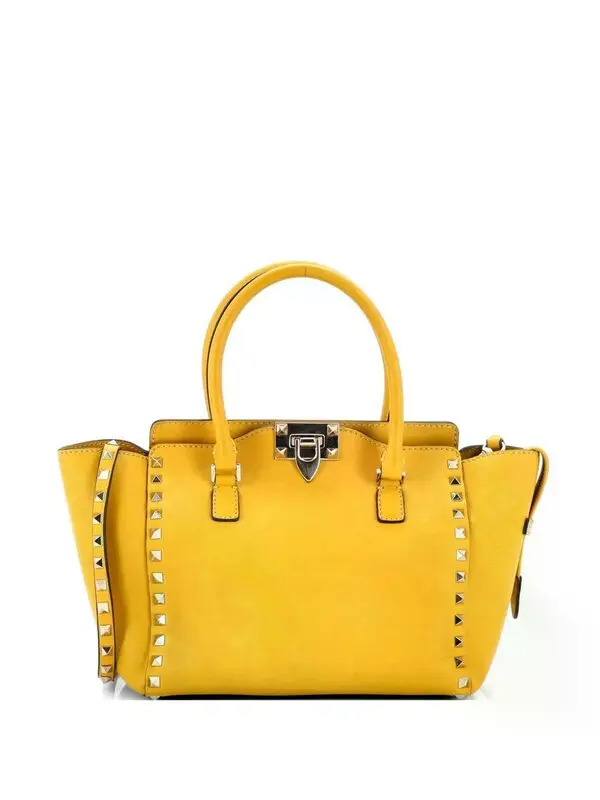 Valentino Garavani Rockstud Rigid Leather Small Tote Bag - Yellow