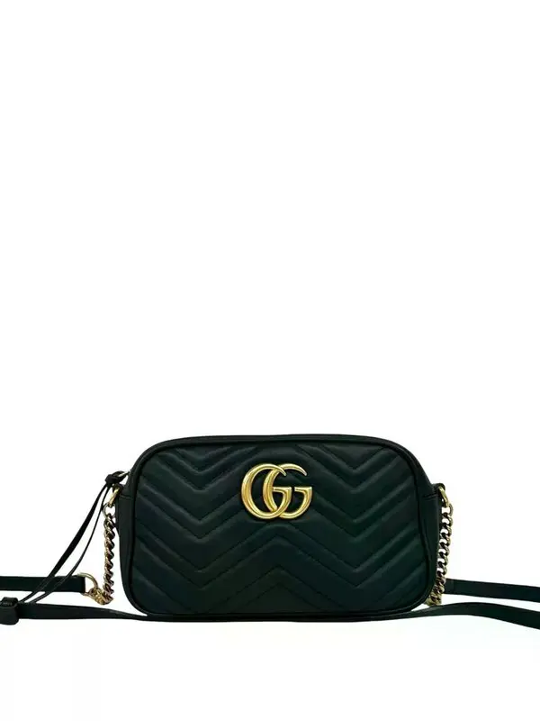 Gucci Small Gg Marmont Matelassé Leather Crossbody Bag - Black