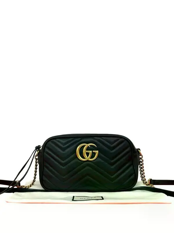 Gucci Small Gg Marmont Matelassé Leather Crossbody Bag - Black