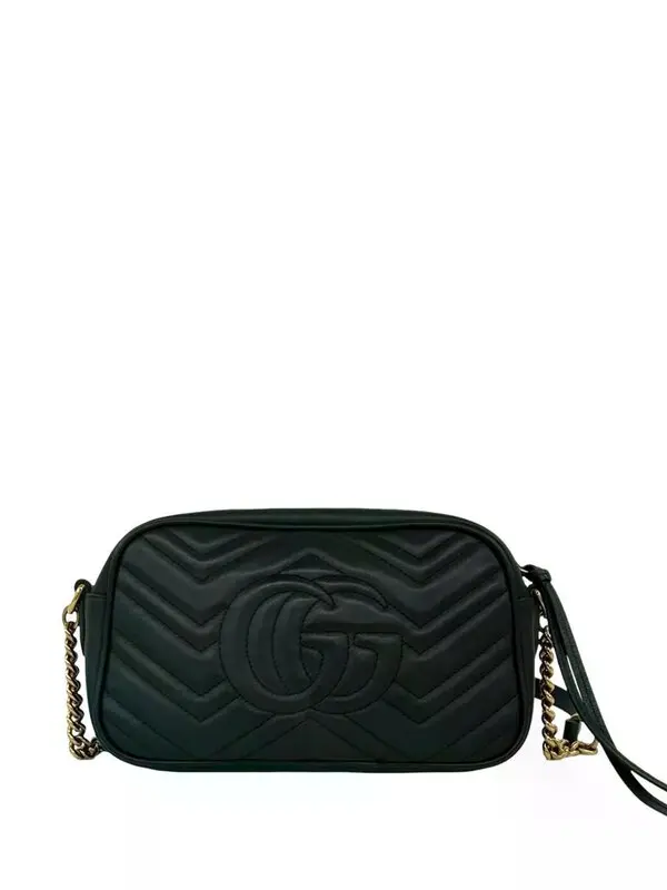 Gucci Small Gg Marmont Matelassé Leather Crossbody Bag - Black