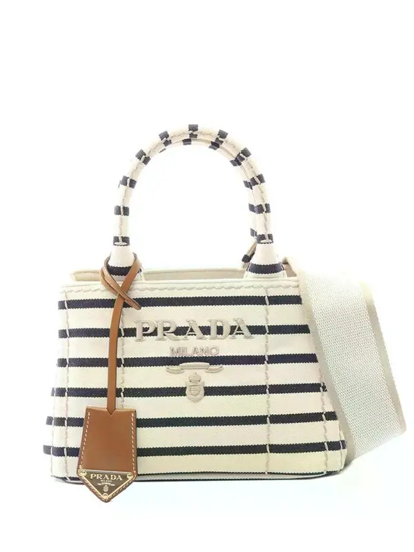 Prada 2013-2016 Mini Canvas Jardiniere Satchel - White