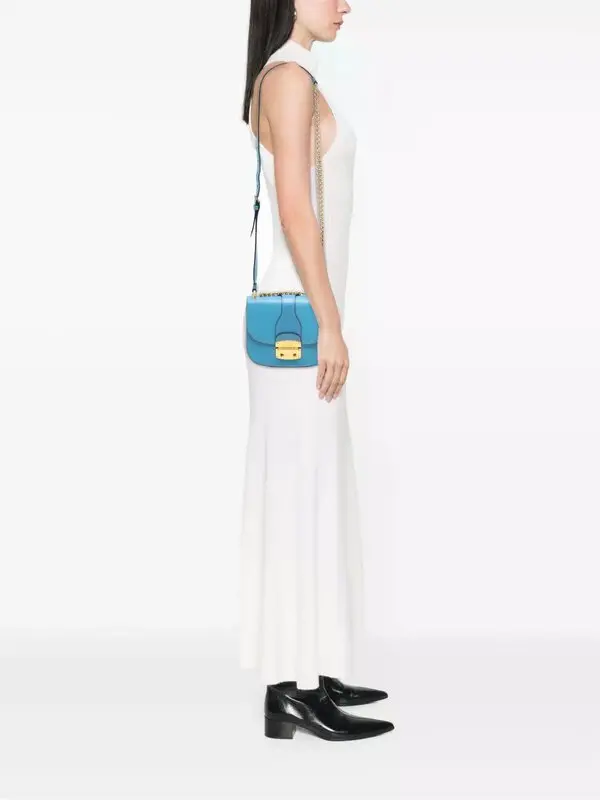 Miu Miu Goatskin Madras Crossbody Bag - Blue
