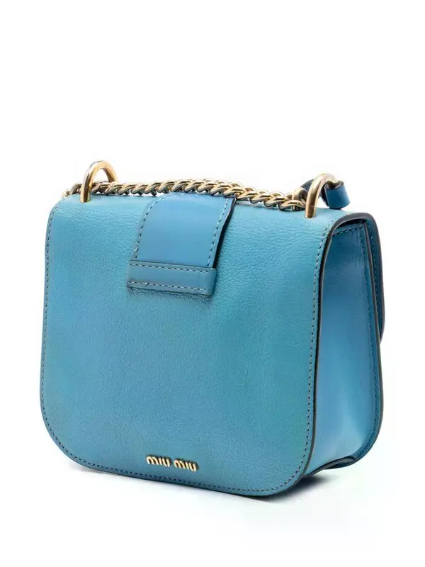 Miu Miu Goatskin Madras Crossbody Bag - Blue