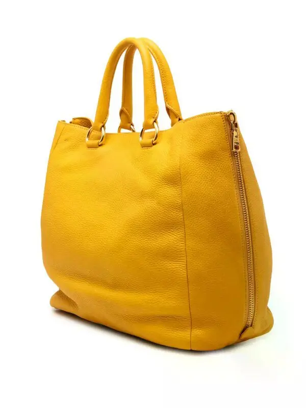 Prada Vitello Daino Side Zip Convertible Tote Satchel - Yellow