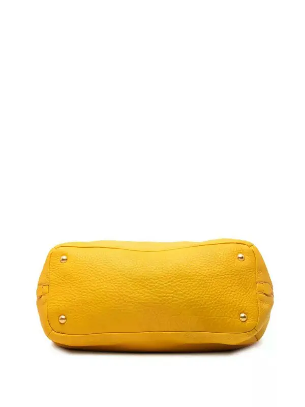 Prada Vitello Daino Side Zip Convertible Tote Satchel - Yellow