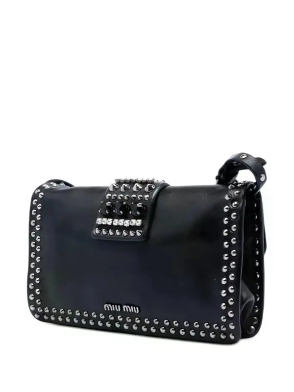 Miu Miu Studded Leather Push Lock Crossbody Bag