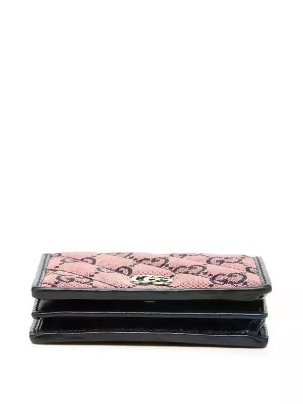 Gucci 2016-2026 Gg Marmont Matelasse Diagonal Gg Canvas Card Case Wallet Small Wallets - Pink