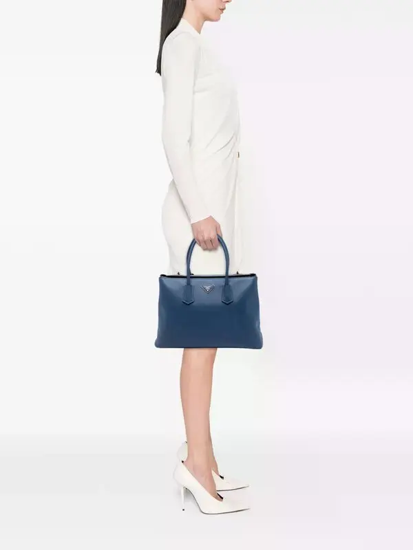 Prada Saffiano Cuir Turnlock Twin Satchel - Blue