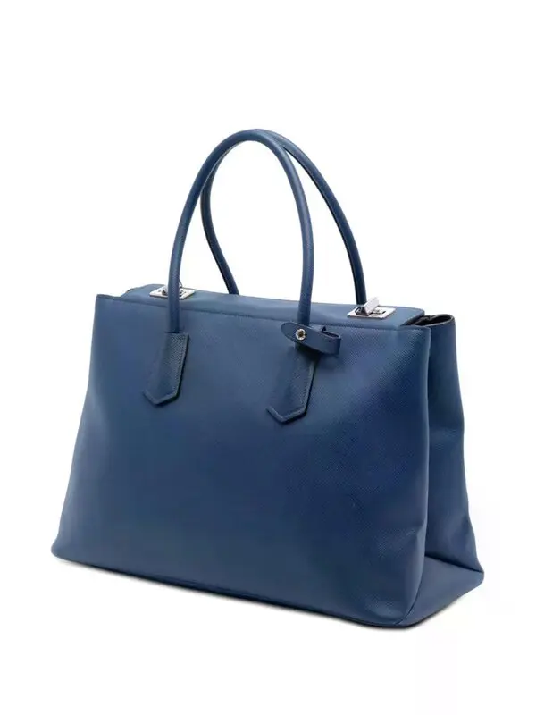 Prada Saffiano Cuir Turnlock Twin Satchel - Blue