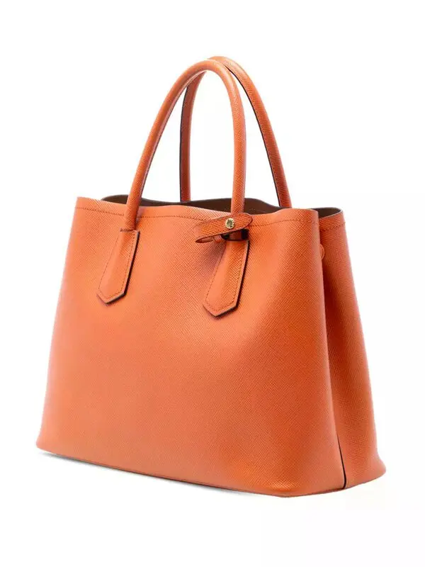 Prada Saffiano Cuir Double Satchel - Orange