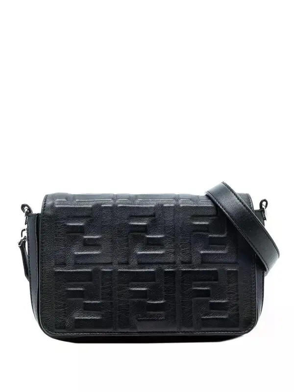 Fendi Mini Zucca Embossed Nappa Expandable Flap Crossbody Bag - Black