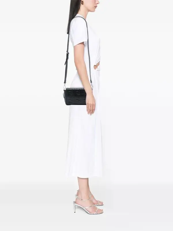 Fendi Mini Zucca Embossed Nappa Expandable Flap Crossbody Bag - Black