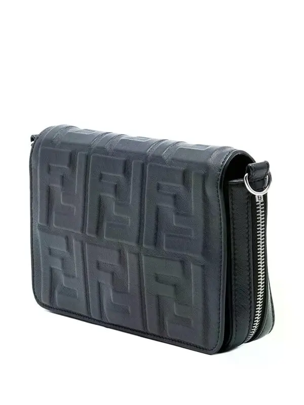 Fendi Mini Zucca Embossed Nappa Expandable Flap Crossbody Bag - Black