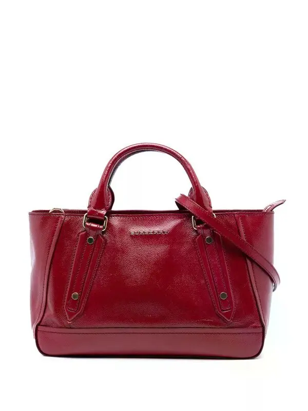 Burberry 2000-2017 Patent Somerford Convertible Tote Satchel - Red