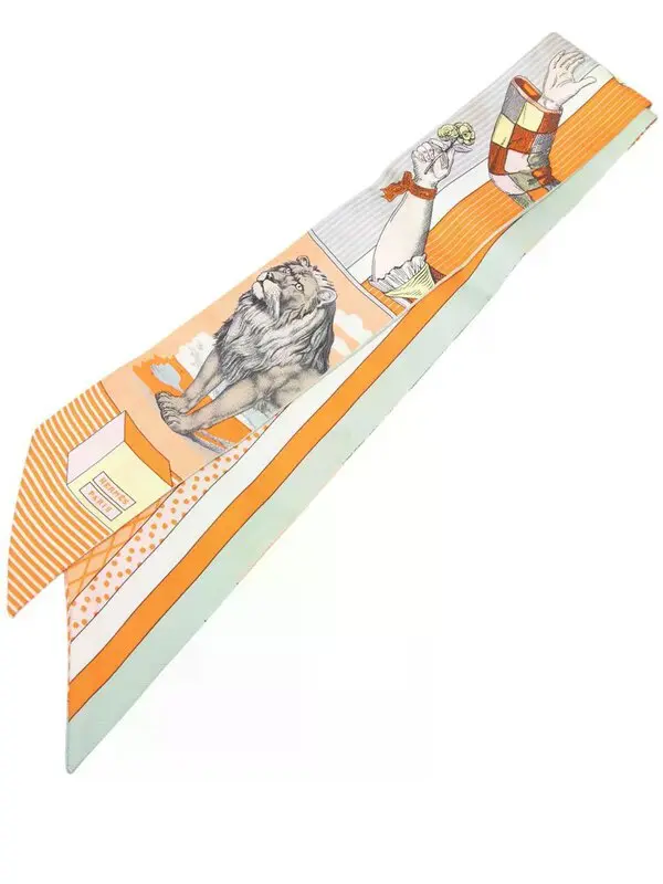 Hermès 2000-2020 Grand Theatre Nouveau Silk Twilly Scarf Scarves - Orange