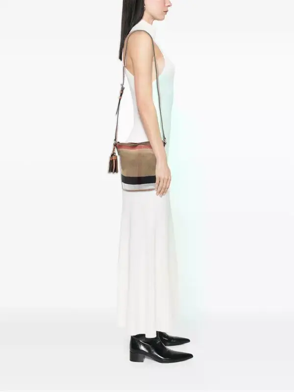 Burberry Mini Mega Check Canvas Ashby Tassel Bucket Bag