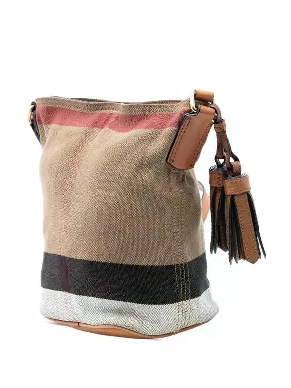 Burberry Mini Mega Check Canvas Ashby Tassel Bucket Bag