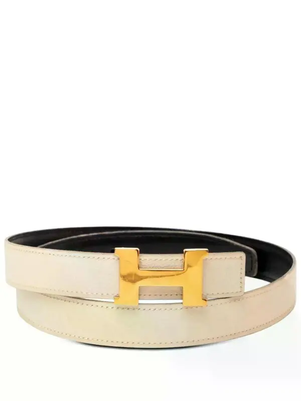 Hermès 1996 Constance H Reversible Belt - White