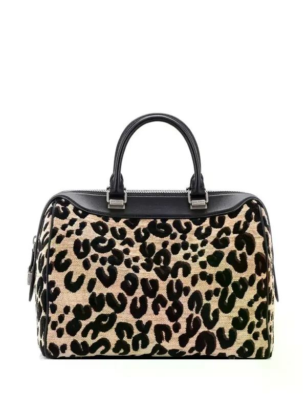 LOUIS VUITTON Speedy Handbag Limited Edition Stephen Sprouse Leopard Chenille Satchel - Black