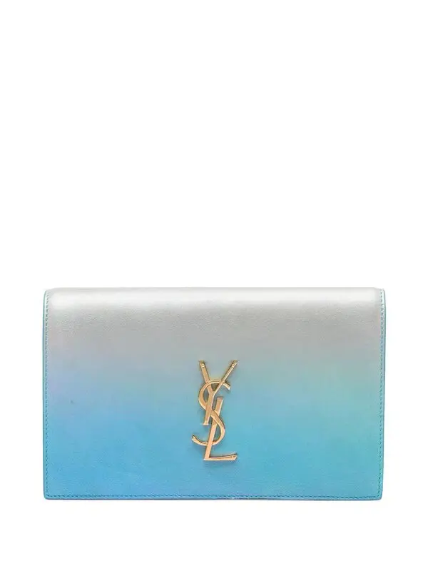 Saint Laurent 2016 Smooth Ombre Calfskin Monogram Kate Clutch Bag - Blue
