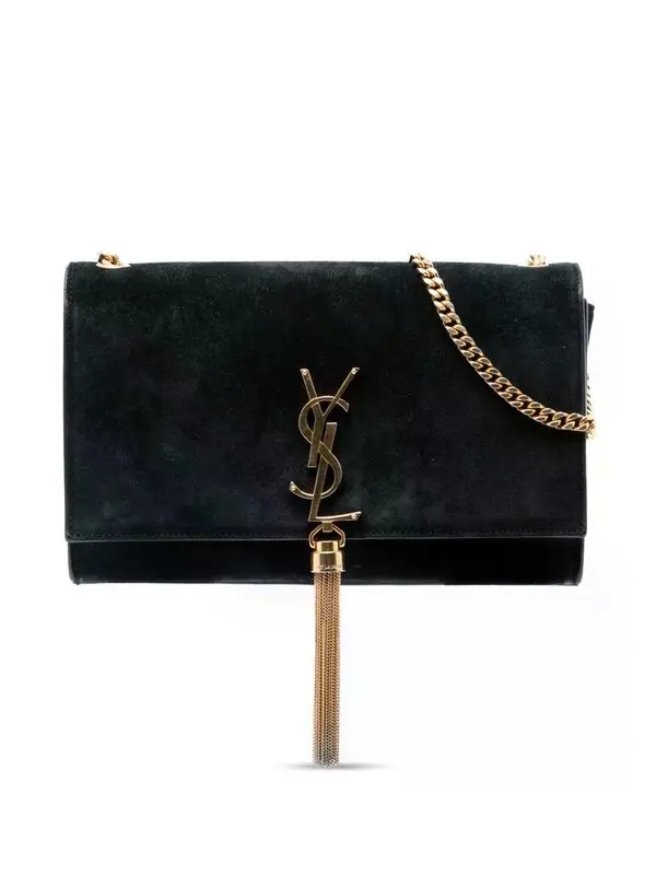Saint Laurent 2014 Medium Suede Monogram Kate Tassel Crossbody Bag - Black