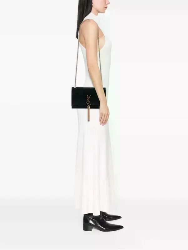 Saint Laurent 2014 Medium Suede Monogram Kate Tassel Crossbody Bag - Black