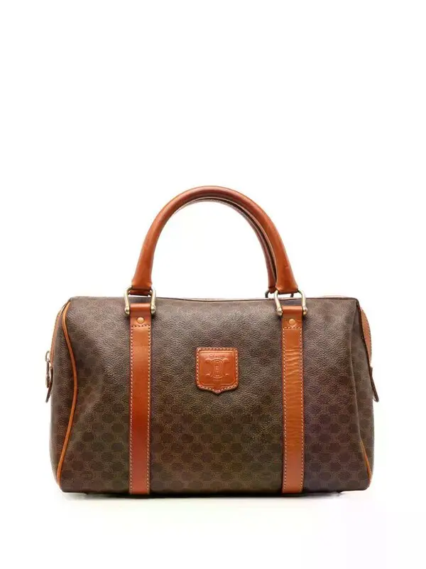 Celine 2011 Macadam Coated Canvas Boston Bag - Brown