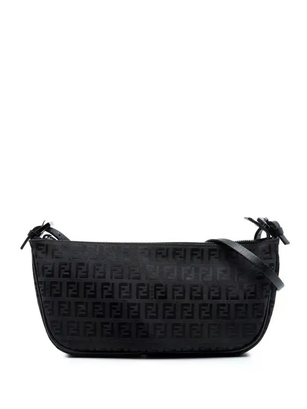 Fendi Zucchino Canvas Shoulder Bag - Black