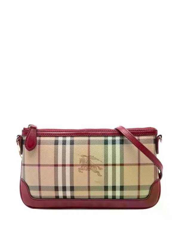 Burberry Haymarket Check Coated Canvas Peyton Crossbody Bag - Red