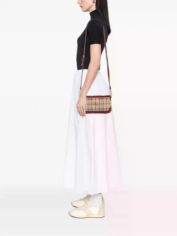 Burberry Haymarket Check Coated Canvas Peyton Crossbody Bag - Red